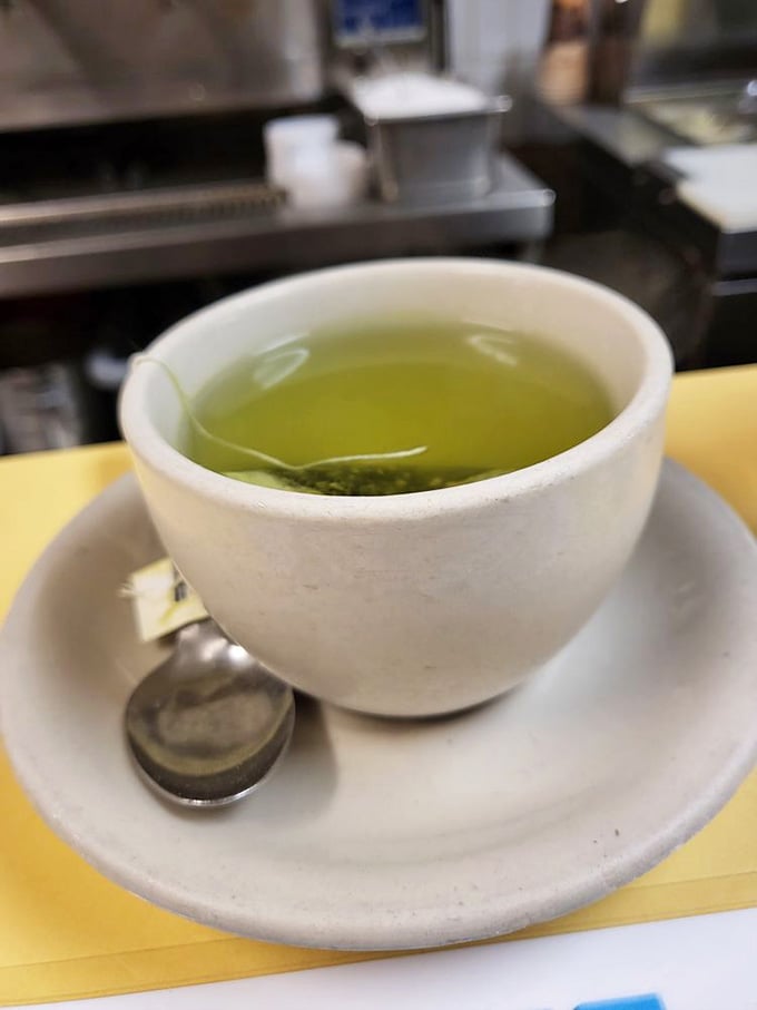 Green tea for those seeking a gentler morning wake-up call, served hot and soothing.