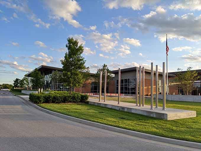 Joplin's modern public library proves that intellectual wealth requires no actual wealth. Free knowledge in a building that doesn't scream "budget constraints."