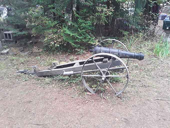 An authentic-looking cannon guards the grounds, ready to defend against invaders or just provide excellent photo opportunities for guests.