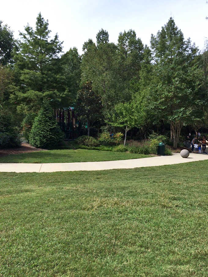 Lush green spaces surrounding the playground provide room for picnics, games, and those spontaneous cartwheels that childhood demands.