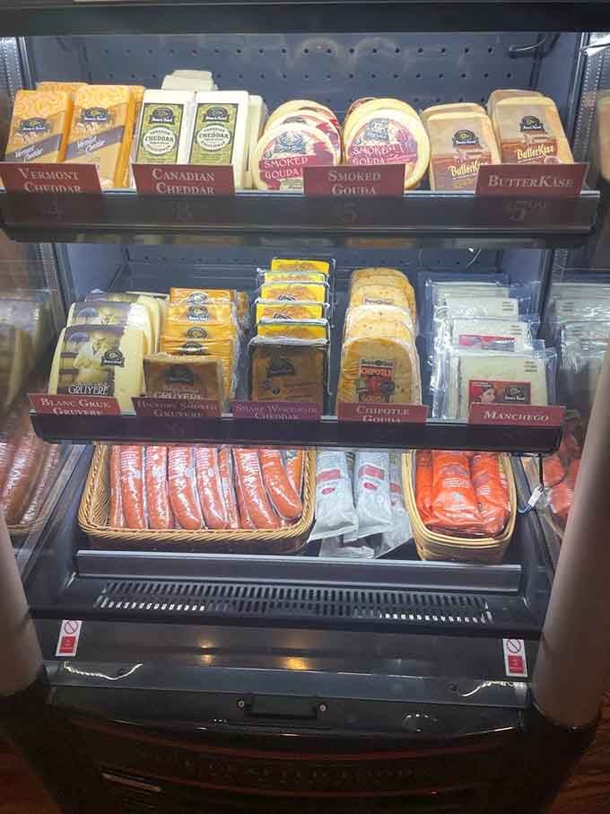 A cheese cooler at a winery is like finding an oasis in the desert, except the desert is your hunger and the oasis is smoked gouda.