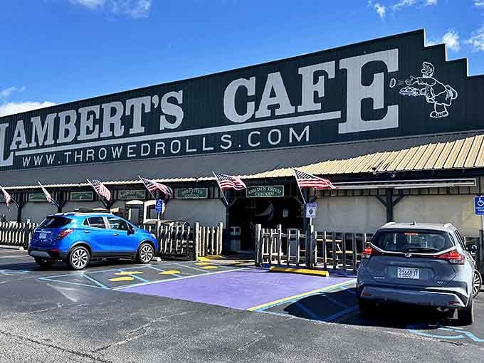 Lambert's Cafe proudly proclaims its "throwed rolls" fame, where catching your bread mid-air is part of the dining entertainment package.