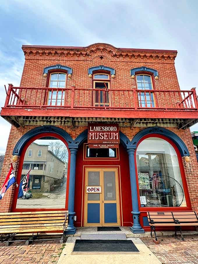 The Lanesboro Museum's arched windows frame history itself, making the past look better than most people's present.
