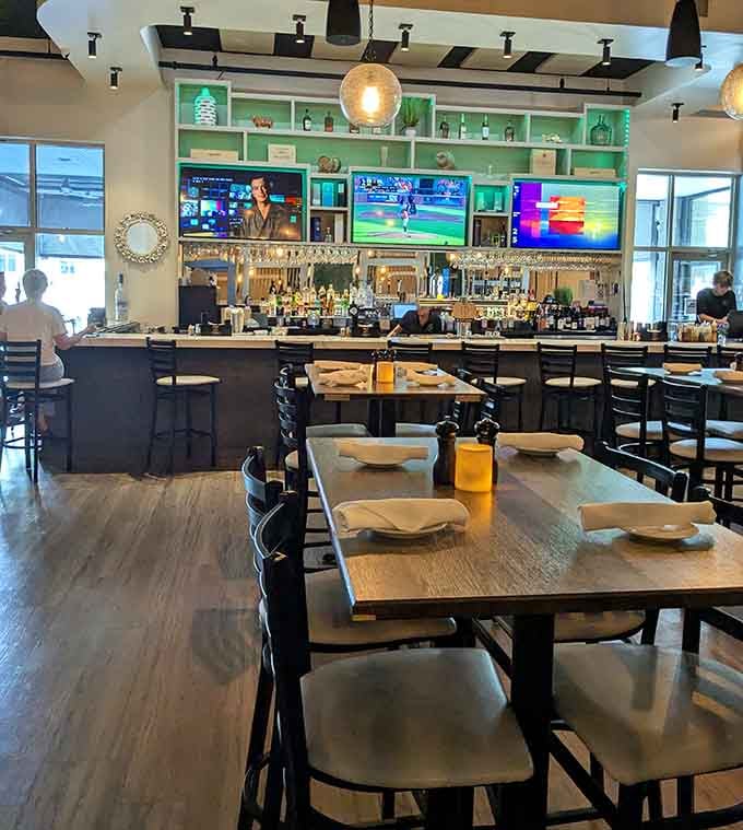 Spacious seating and a well-stocked bar create the perfect backdrop for leisurely meals and good conversation.