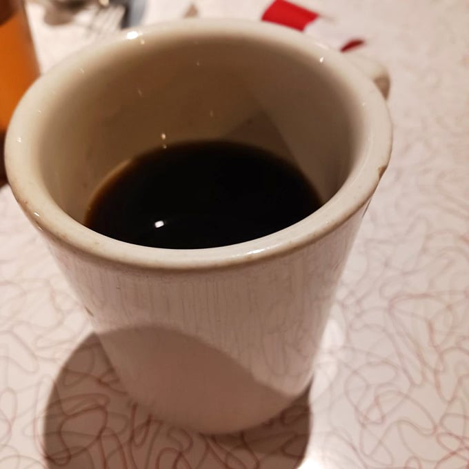 Simple, hot coffee in a classic diner mug tastes better when you're sitting at a vintage counter somehow.