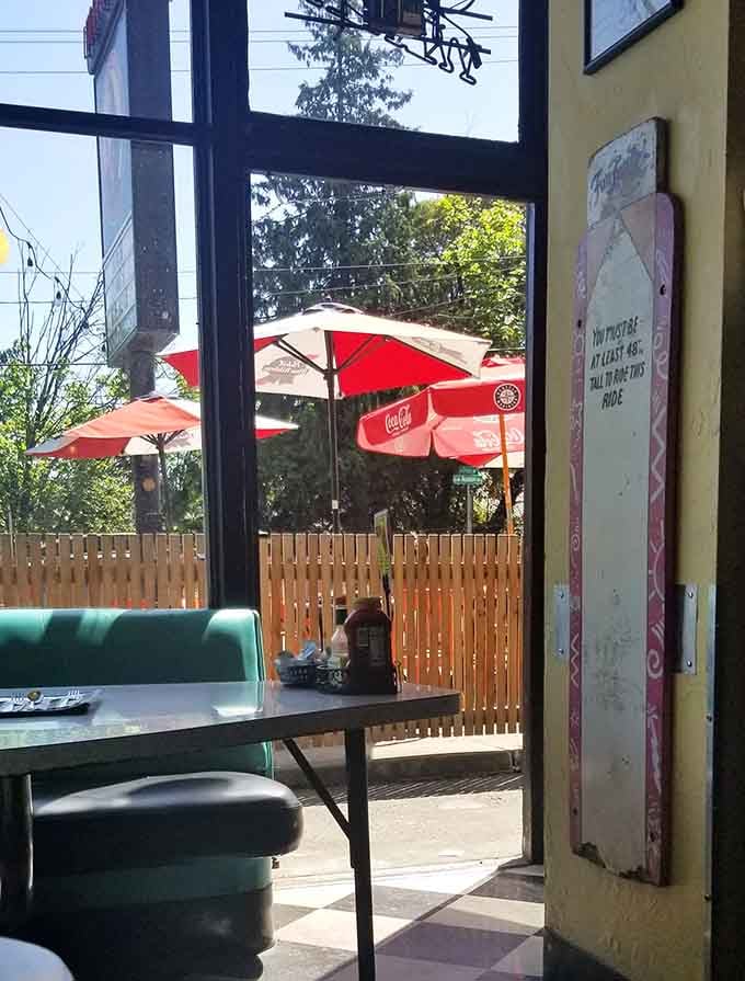 Even the view toward the exit reveals more vintage treasures, making you want to stay just a little bit longer.