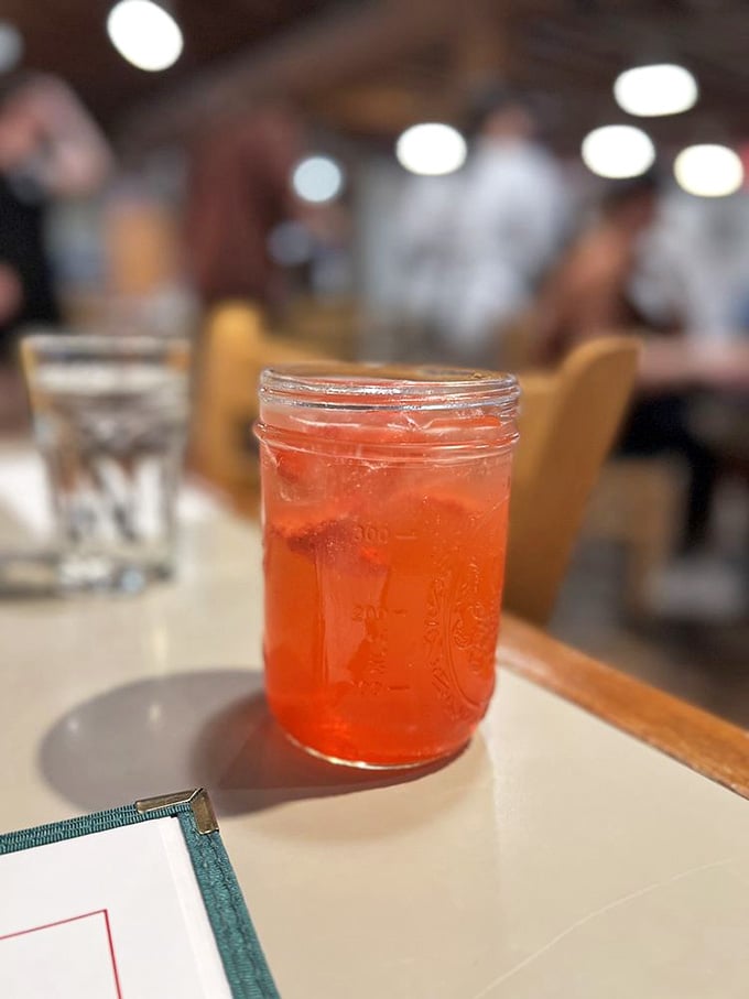 Strawberry Snazel in a mason jar, because even your beverages deserve to feel fancy at breakfast time.