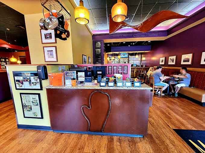 The counter area features a heart decoration because this place clearly loves you as much as you'll love the food.