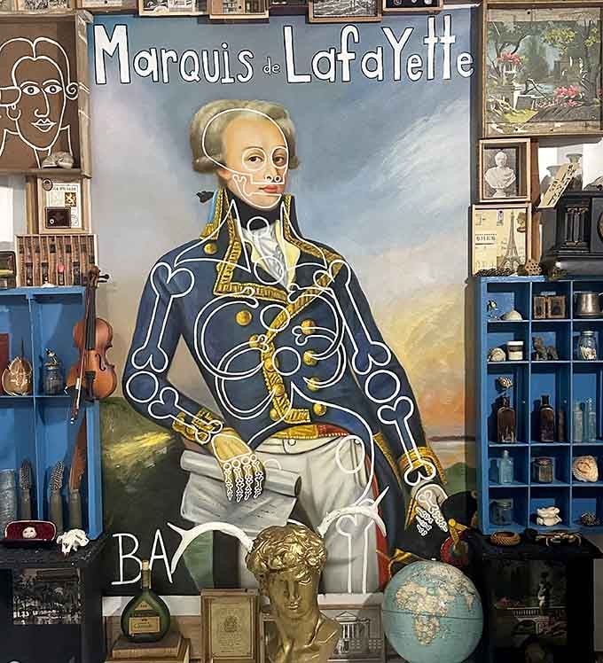 The Marquis de Lafayette never looked quite like this in history books, but folk art has its own rules to follow.