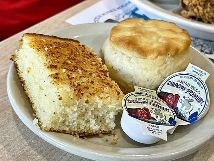 Cornbread and a biscuit with butter, the supporting actors that deserve their own standing ovation here.