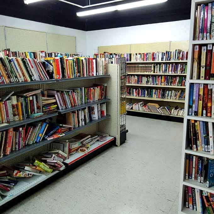 Books fill every shelf in this literary wonderland where bestsellers and classics mingle at bargain prices.