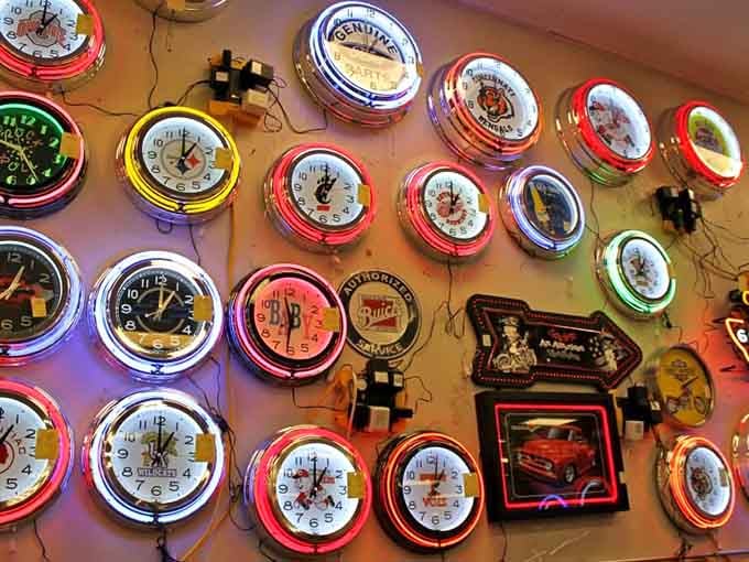 Neon clocks that make telling time feel like you're living in a 1950s diner dream.