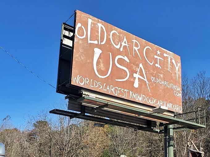 The sign doesn't lie, this really is the world's most photogenic collection of automotive decay.