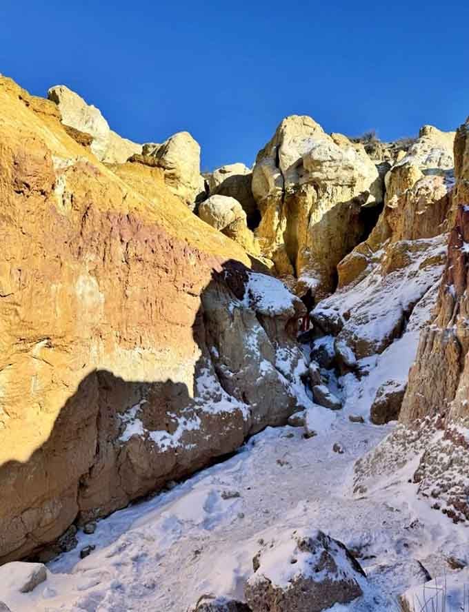 Winter snow adds another layer of beauty to these already photogenic rocks, proving every season has its charm here.
