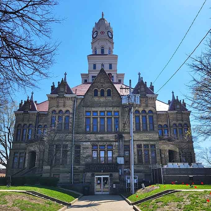 The Edgar County Courthouse dominates the square like a castle, minus the moat and dragon problems.