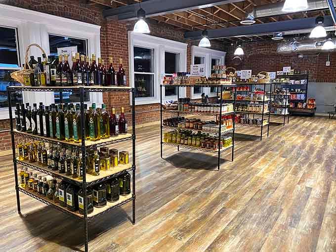 Shelves of olive oils and gourmet products for when you want to pretend you're shopping in Tuscany.