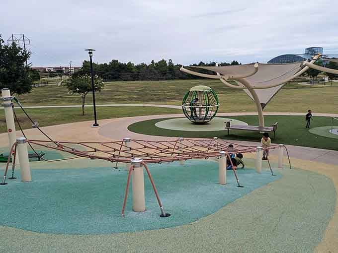 Climbing nets that challenge coordination while parents wonder how their kids suddenly became part spider, part mountain goat overnight.