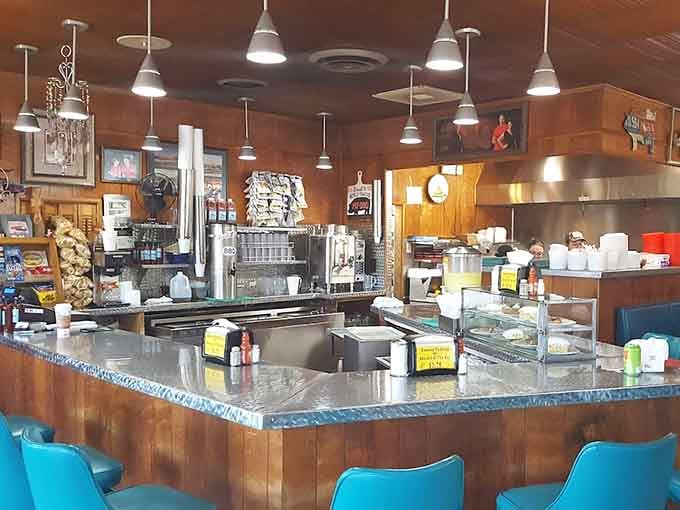 The counter area where orders happen and dreams of barbecue perfection begin their journey to your waiting table.