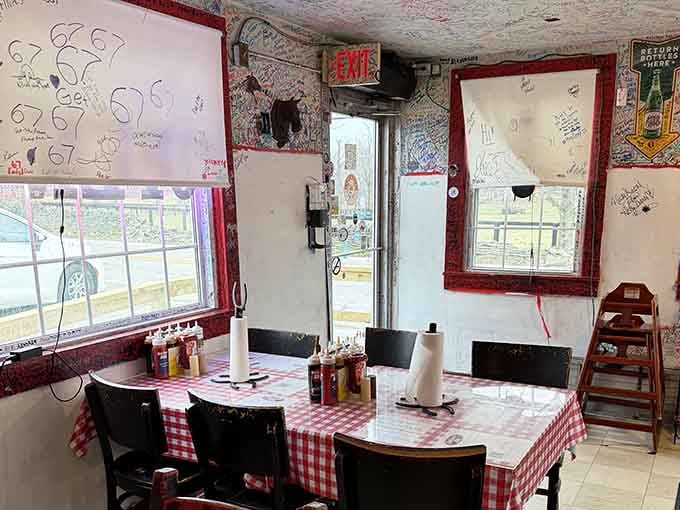 Natural light streams through windows that have witnessed countless barbecue pilgrimages over the years of service.