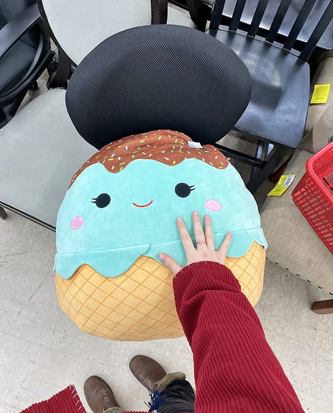 An ice cream cone pillow this adorable shouldn't be this affordable, but that's the magic of secondhand shopping right there.