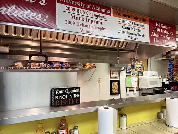 That sign says it all: your opinion is not in the recipe, and honestly, that's refreshing honesty.