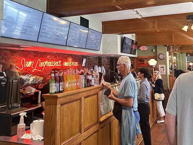 The ordering counter where dreams are spoken aloud and transformed into edible reality by skilled sandwich artisans.