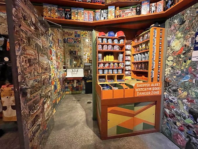 Even the merchandise area looks like an art installation, proving that every corner of this place refuses to be ordinary.