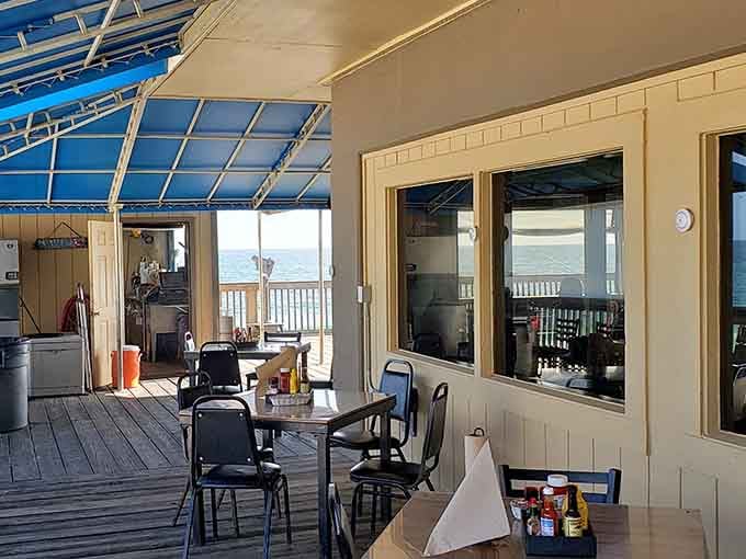 Covered outdoor seating with Gulf views where the breeze is free and the memories cost only the price of lunch.