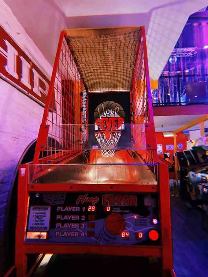 Basketball arcade game where everyone suddenly becomes a three-point shooter, at least in their own minds and hearts.