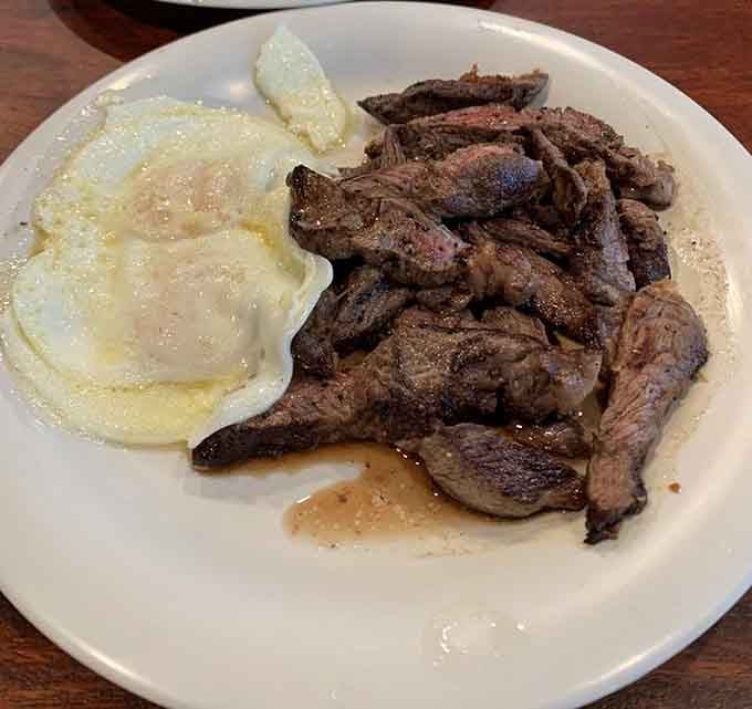 Steak and eggs: the breakfast equivalent of showing up to a casual Friday in a tuxedo&mdash;unnecessarily fancy and absolutely worth it.