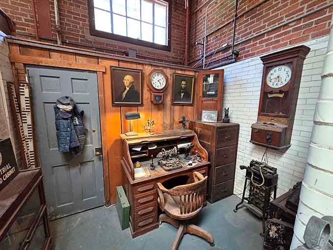 A perfectly preserved mining office where paperwork happened, because even underground operations needed their bureaucracy and coffee breaks.