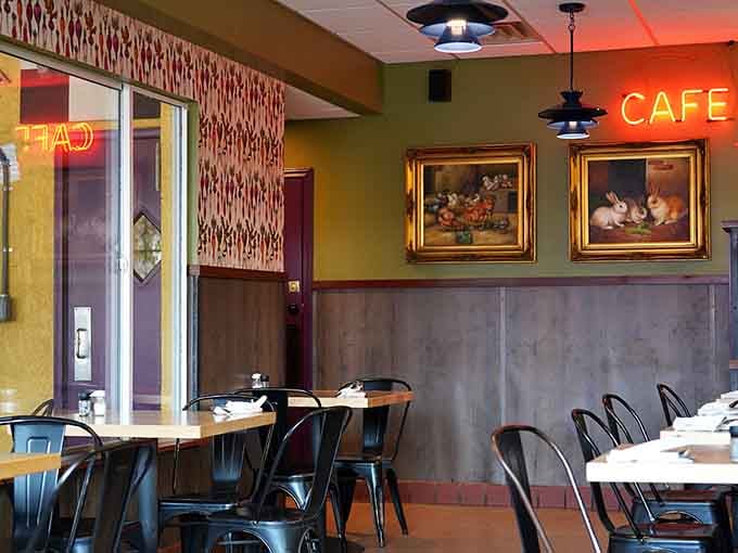 The dining room buzzes with that perfect energy of people who know they've made excellent life choices today.