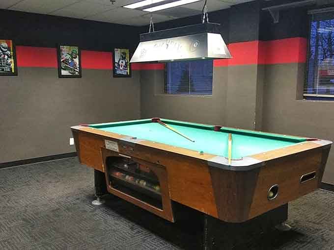 Between racing sessions, channel your inner pool shark and pretend you're in a classic sports movie scene.
