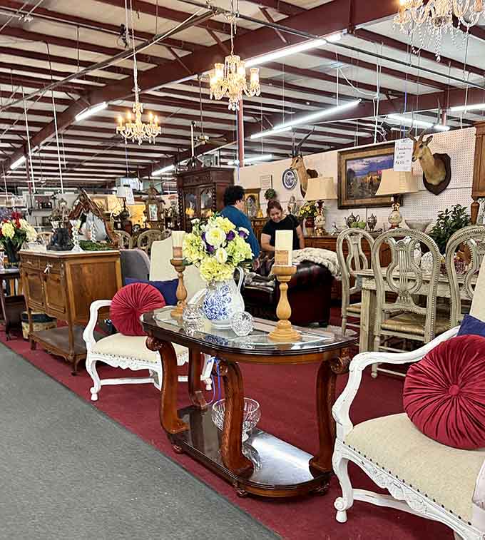 Real shoppers browse real treasures, proving this isn't some staged photo shoot but actual people finding their perfect vintage pieces today.