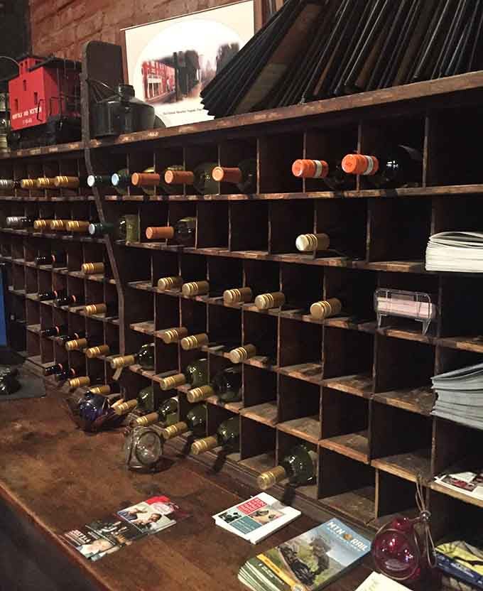 A wine selection that suggests someone here takes their beverage pairings as seriously as their train-watching opportunities.