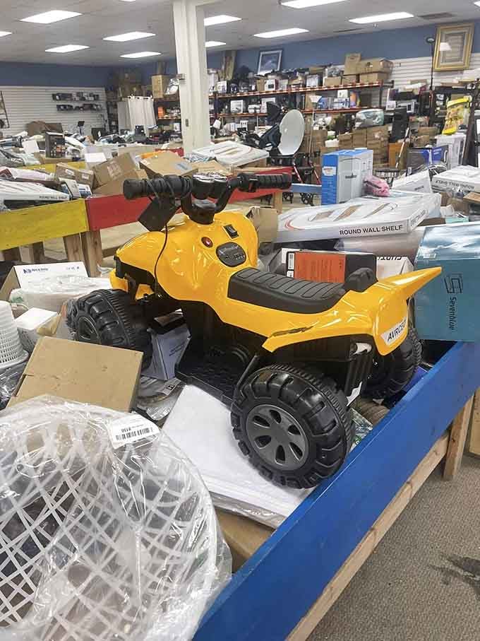 That yellow ride-on car is ready to make some kid the coolest driver on the block.