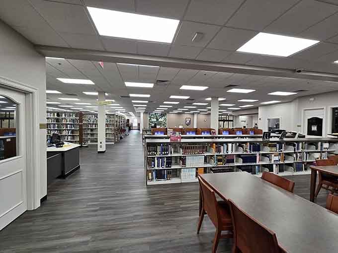 The library's modern interior proves small towns can embrace updates while keeping their souls perfectly intact.