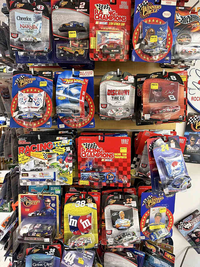 NASCAR heaven! These mint-in-package collectibles represent the dreams of speed demons and Sunday afternoon TV watchers from decades past.