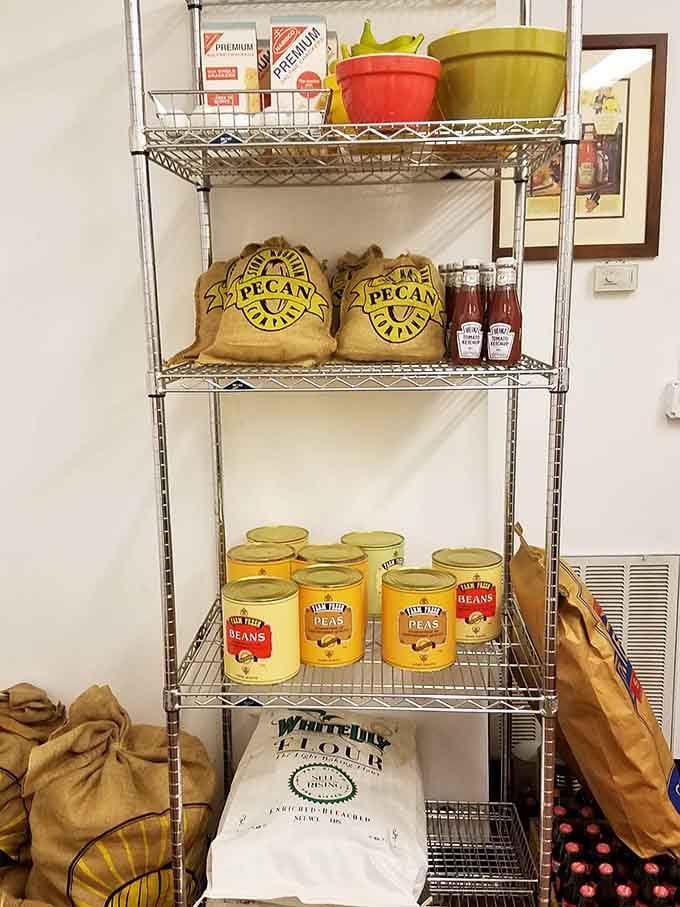 From pecan sacks to vintage canned goods, these original ingredients showcase the humble beginnings of a culinary empire.