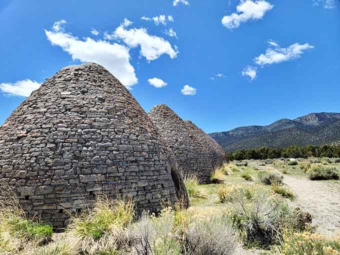 The Ward Charcoal Ovens look like giant stone beehives or perhaps vacation homes for hobbits with a desert aesthetic preference.