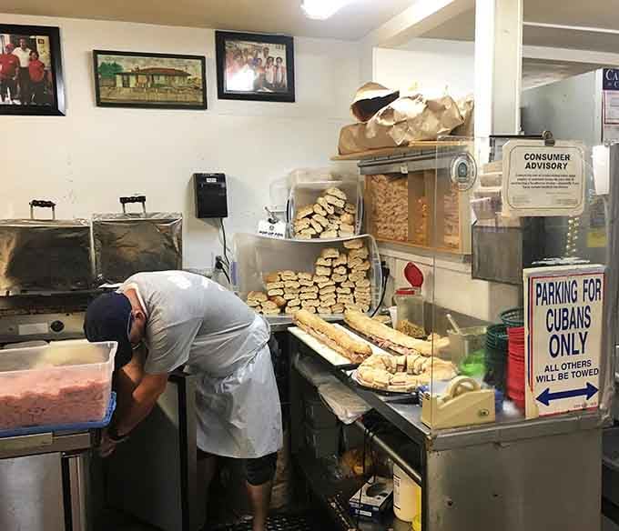 The open kitchen lets you watch the magic happen, where Cuban bread meets press and becomes perfection.