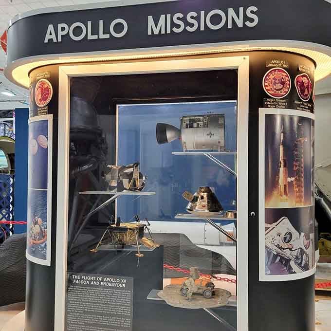 The Apollo Missions display captures humanity's greatest adventure: leaving our planet to walk on another celestial body.