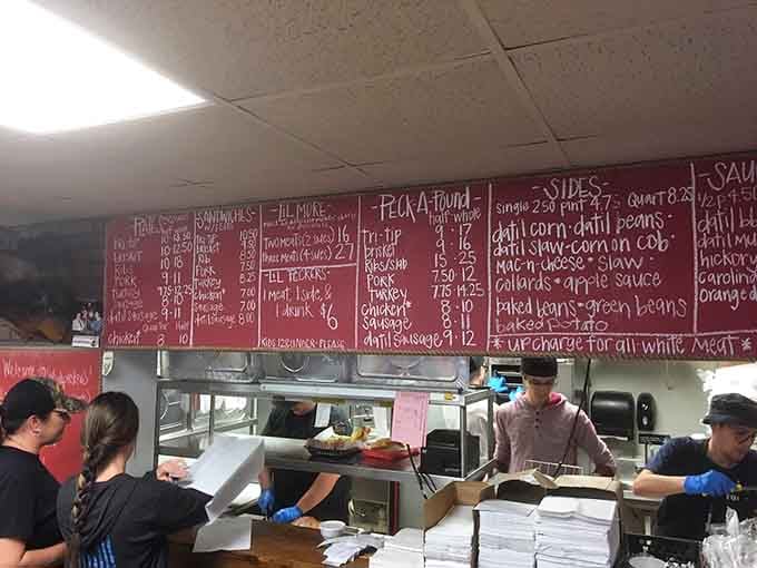Behind that counter, the magic happens: orders flying, meat smoking, and barbecue dreams becoming delicious reality for hungry customers.