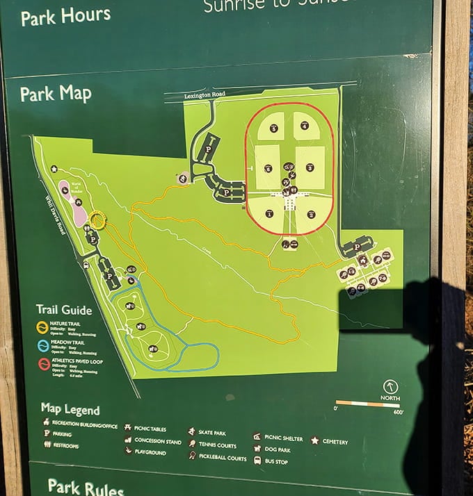 The park map reveals this playground is just one piece of a much larger recreational puzzle.