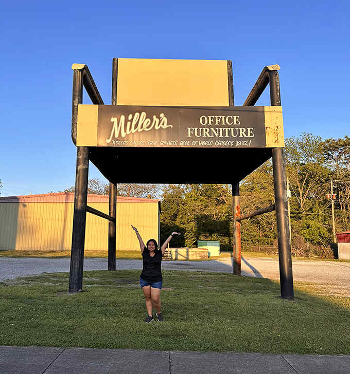 Golden hour makes everything beautiful, including a chair that could seat King Kong during his performance review meeting.