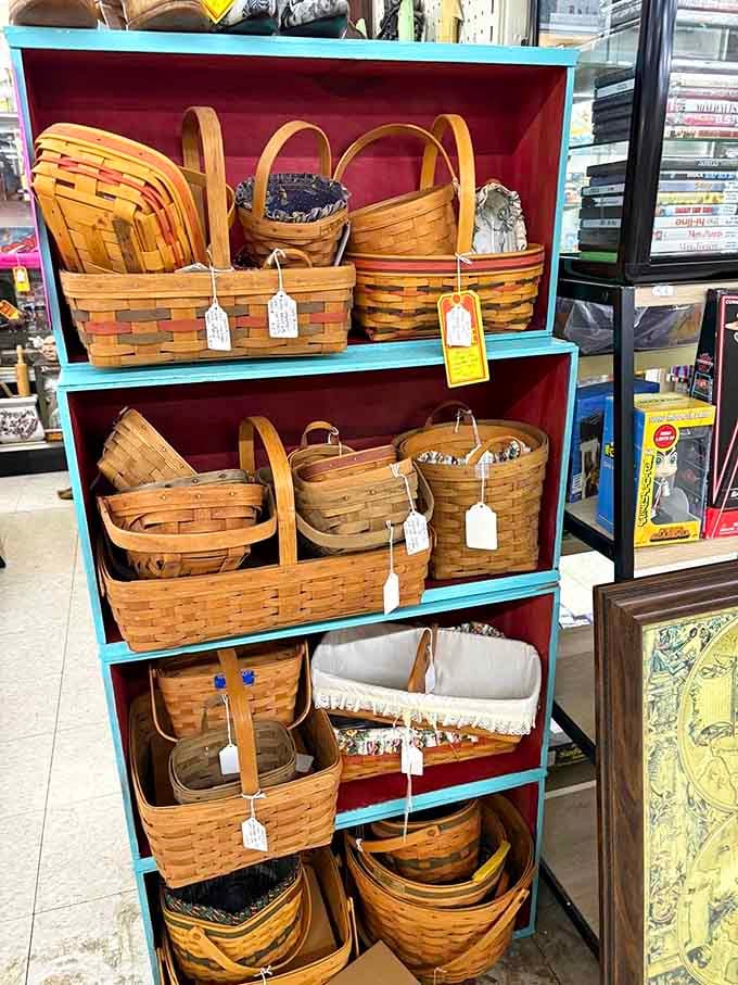 Handwoven baskets stacked like Russian nesting dolls—from picnic-ready to laundry-sized—each waiting for a new home and purpose.