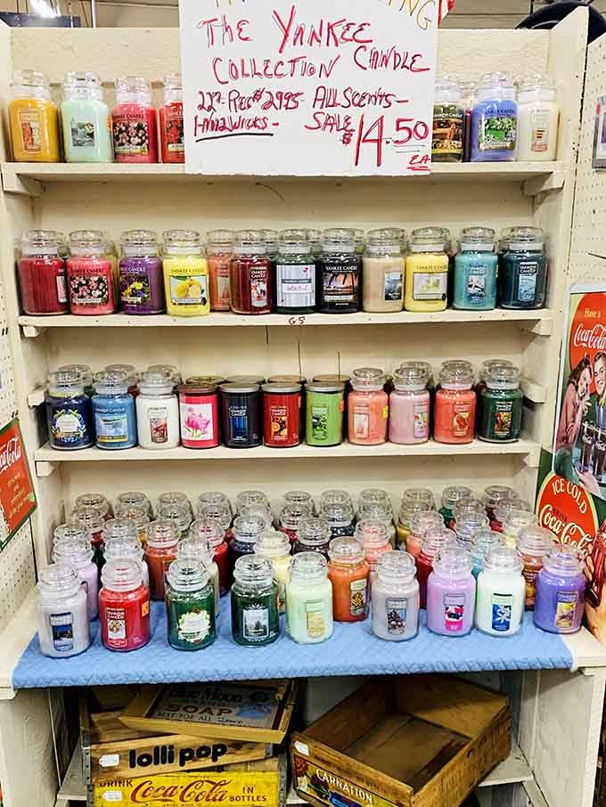 The Yankee Collection candles line up like a rainbow of scents, promising to make your home smell better than reality.
