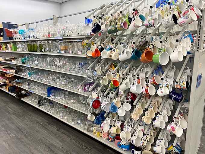 Mug shot gallery! A dizzying display of coffee vessels where your next favorite morning companion hangs among hundreds of caffeinated contenders.