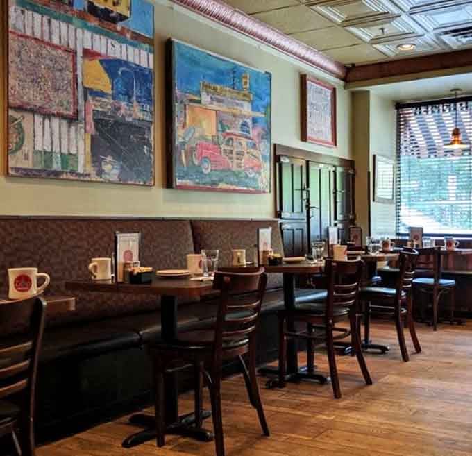 Art on the walls, mugs on the tables, and conversations in the air&mdash;the dining room at Zaftigs feels like the living room you wish you had.