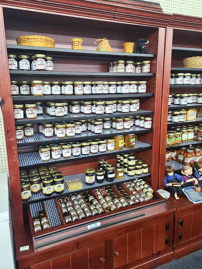 Rows of homemade preserves and jams offer sweet rewards that taste like someone's grandmother spent all day in the kitchen.